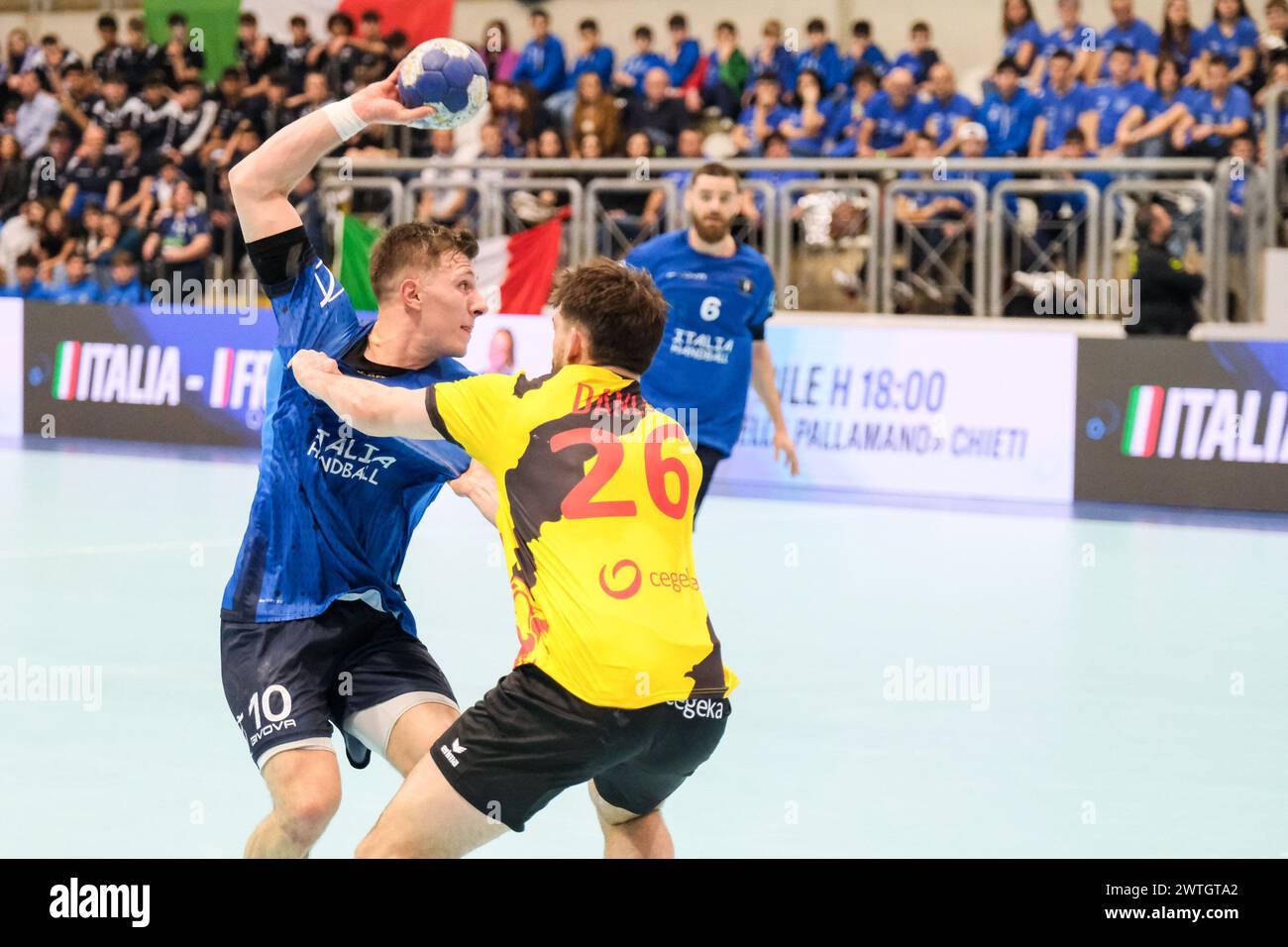 Pescara, Italy. 17th Mar, 2024. Marco Mengon of Italy (L) and SÈbastien ...