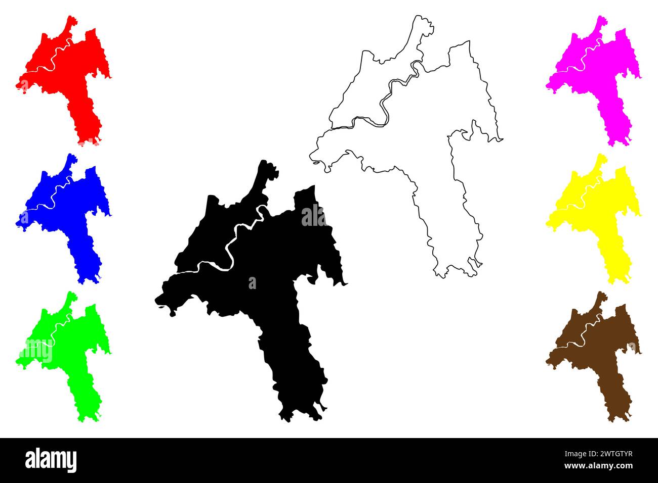 Jiangjin city (People's Republic of China, PRC) map vector illustration ...