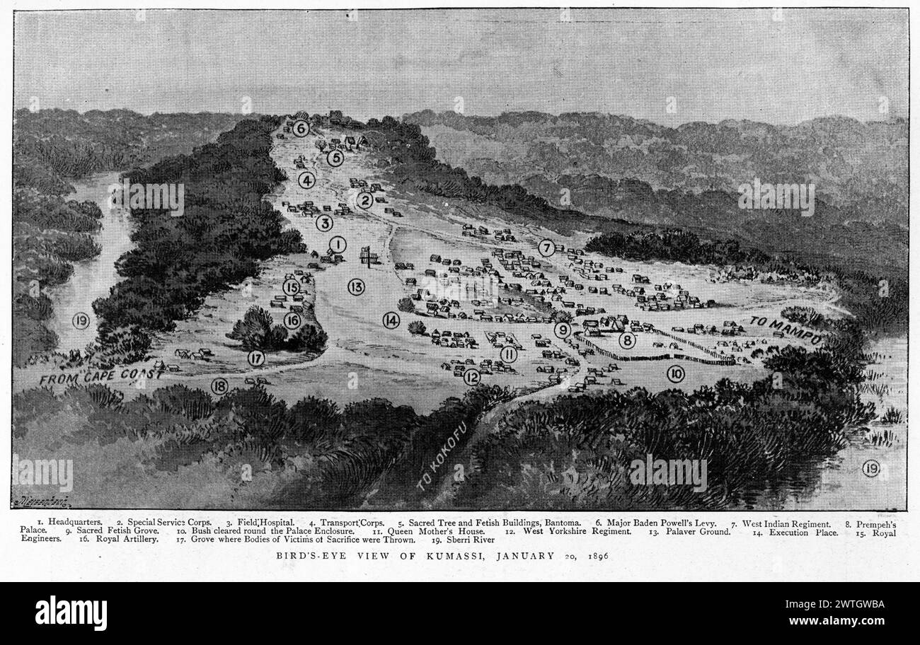 Aerial view of Kumassi, Ghana. Published circa 1896 Stock Photo - Alamy
