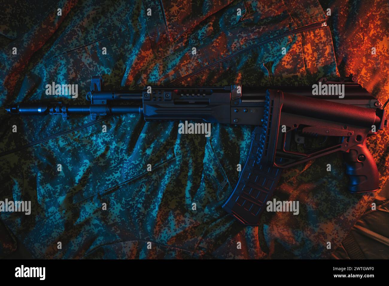 Russian assault rifle AK 12 close-up photo. High quality photo Stock ...