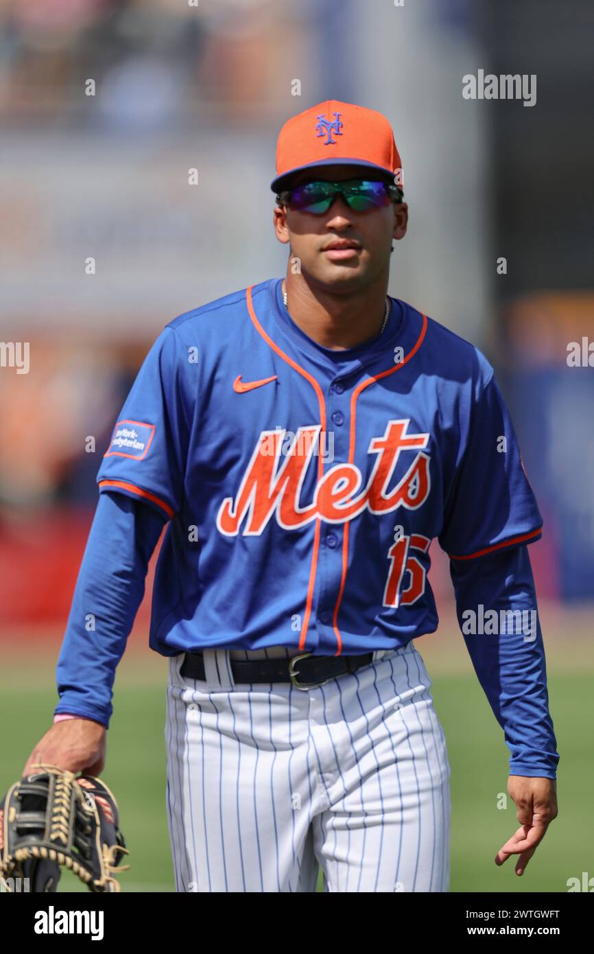 Port St Lucie, FL: New York Mets outfielder Rylan Thomas (15) during ...