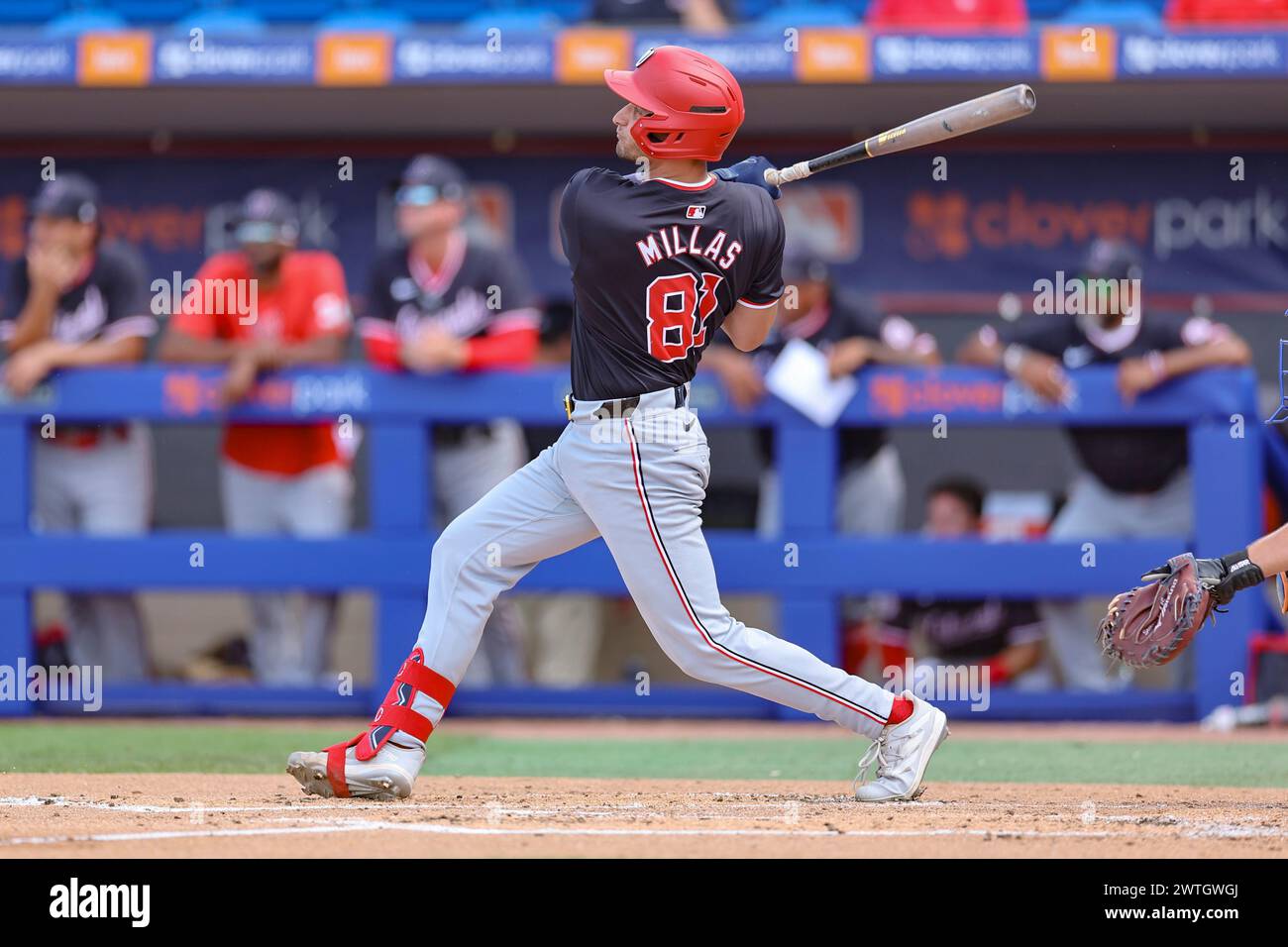 Port St Lucie, FL: Washington Nationals catcher Drew Millas (81) lines ...