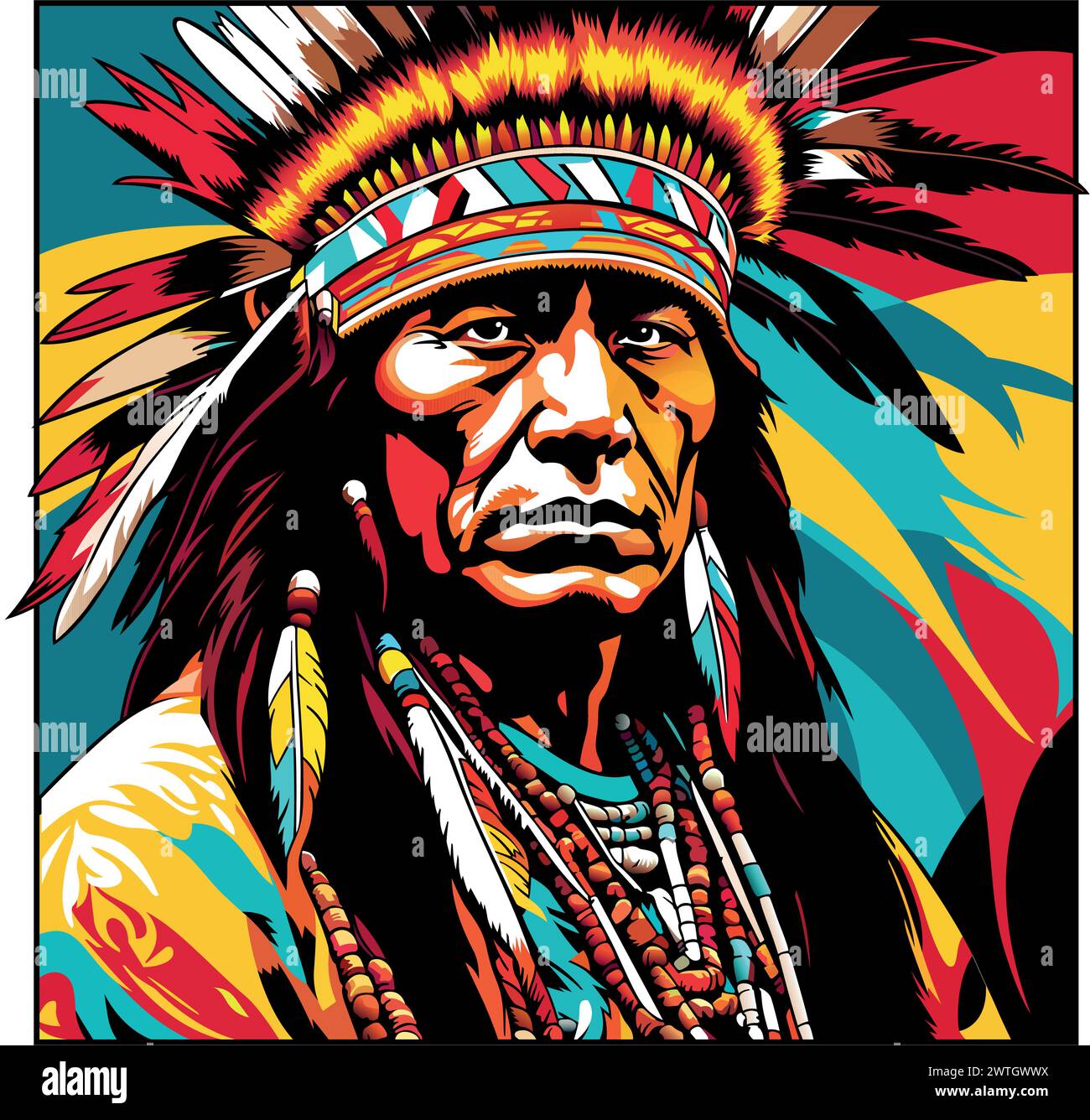 Native american portrait painting Stock Vector Images - Alamy