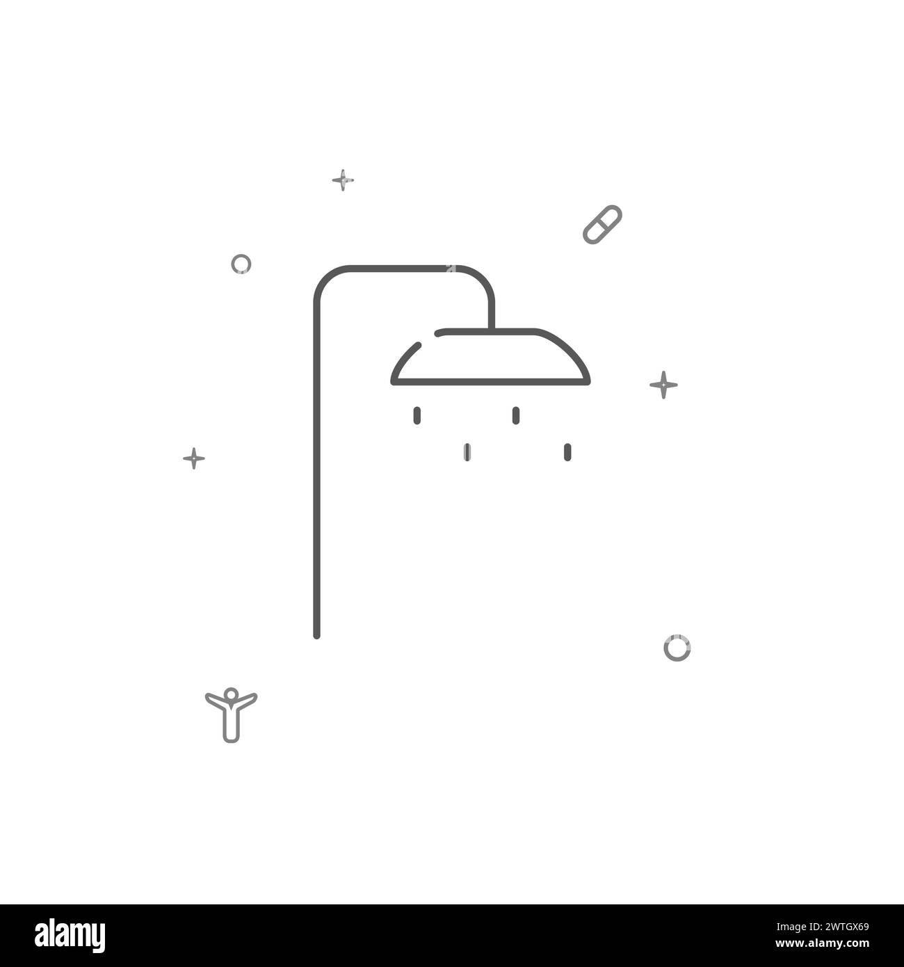 Shower, hygiene simple vector line icon. Symbol, pictogram, sign ...