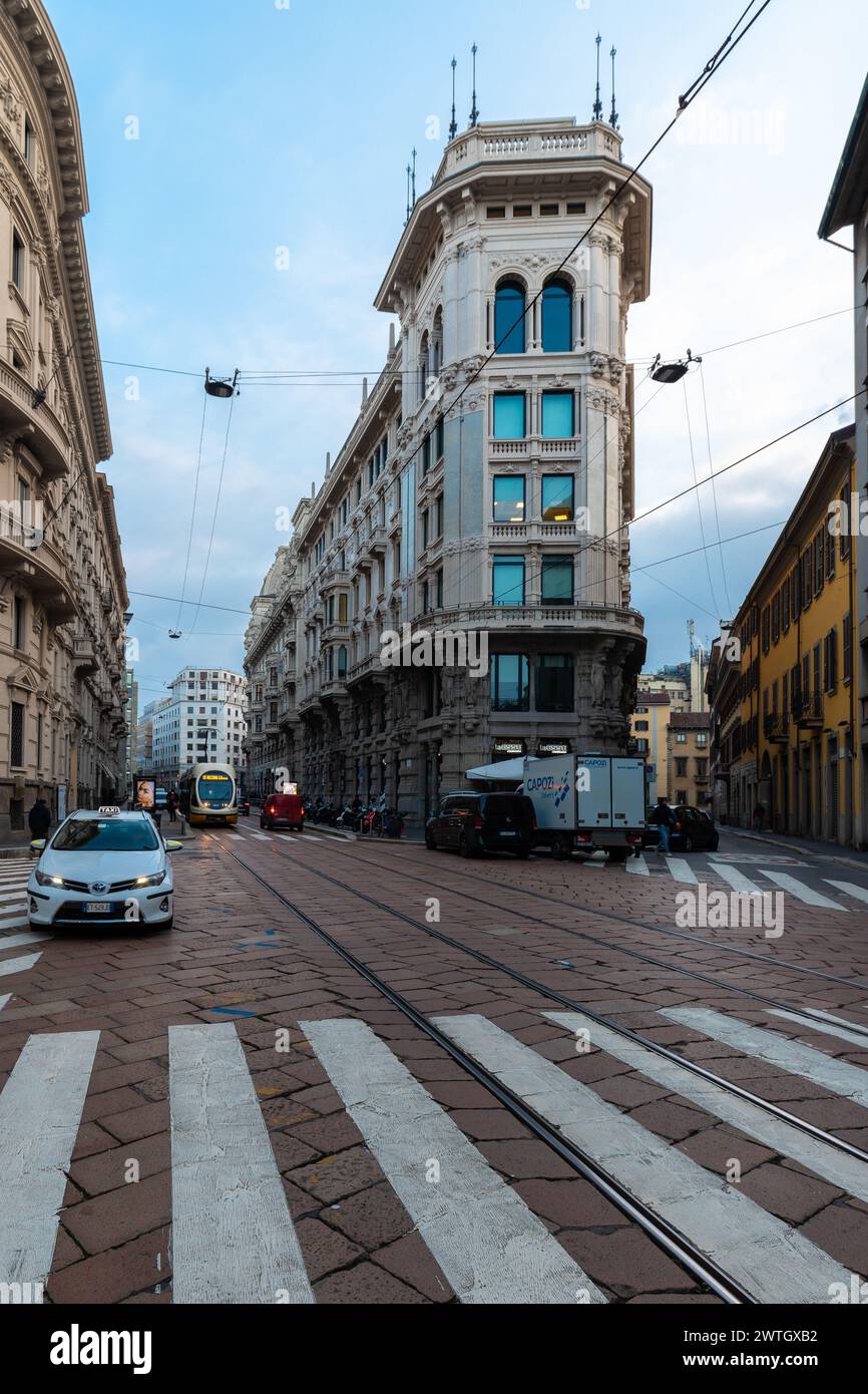 City view of downtown Milan, the fashion capital of the world with its ...