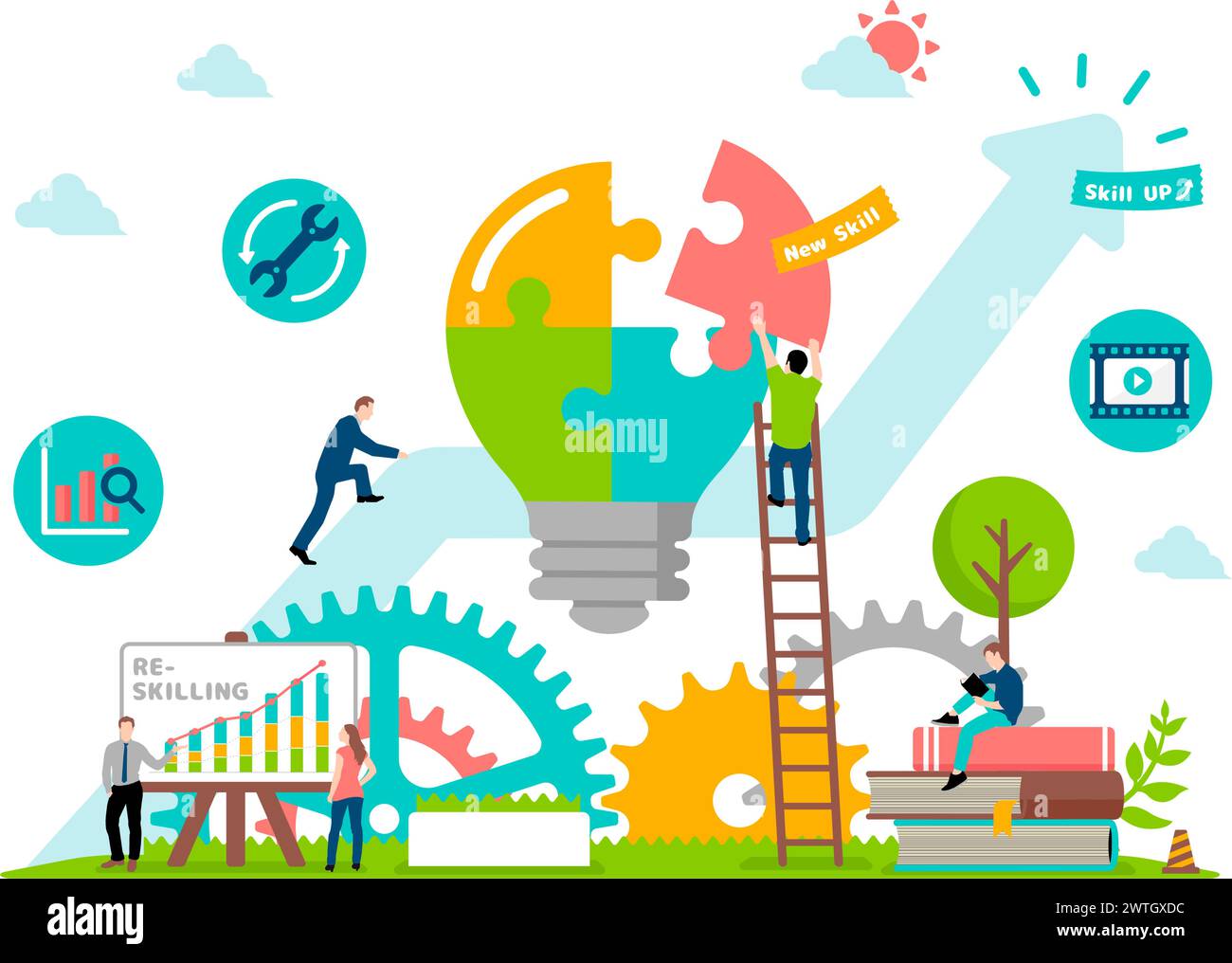 Reskilling ( upskilling ) vector illustration Stock Vector Image & Art ...