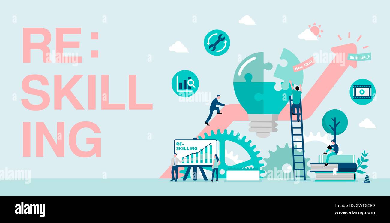 Reskilling ( upskilling ) vector banner illustration Stock Vector Image ...