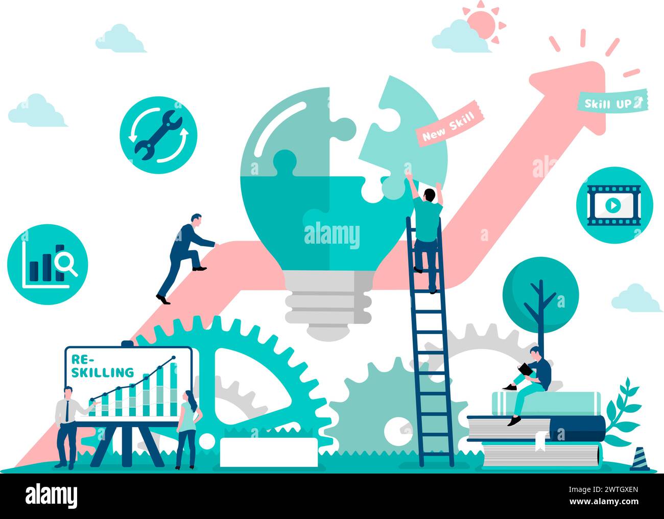 Reskilling ( upskilling ) vector illustration Stock Vector Image & Art ...