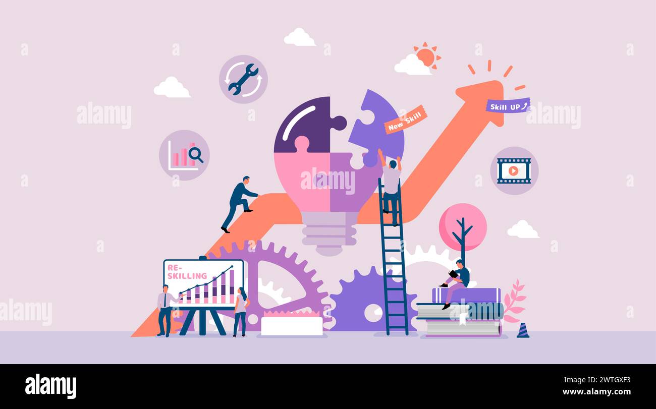 Reskilling ( upskilling ) vector banner illustration Stock Vector Image ...
