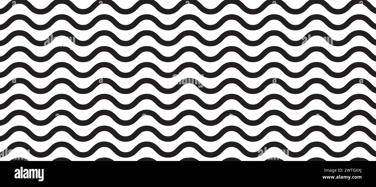 Thick horizontal squiggly lines. Background with wavy black and white ...