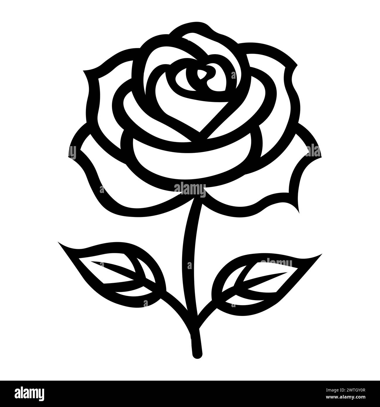 black vector rose icon on white background Stock Vector Image & Art - Alamy