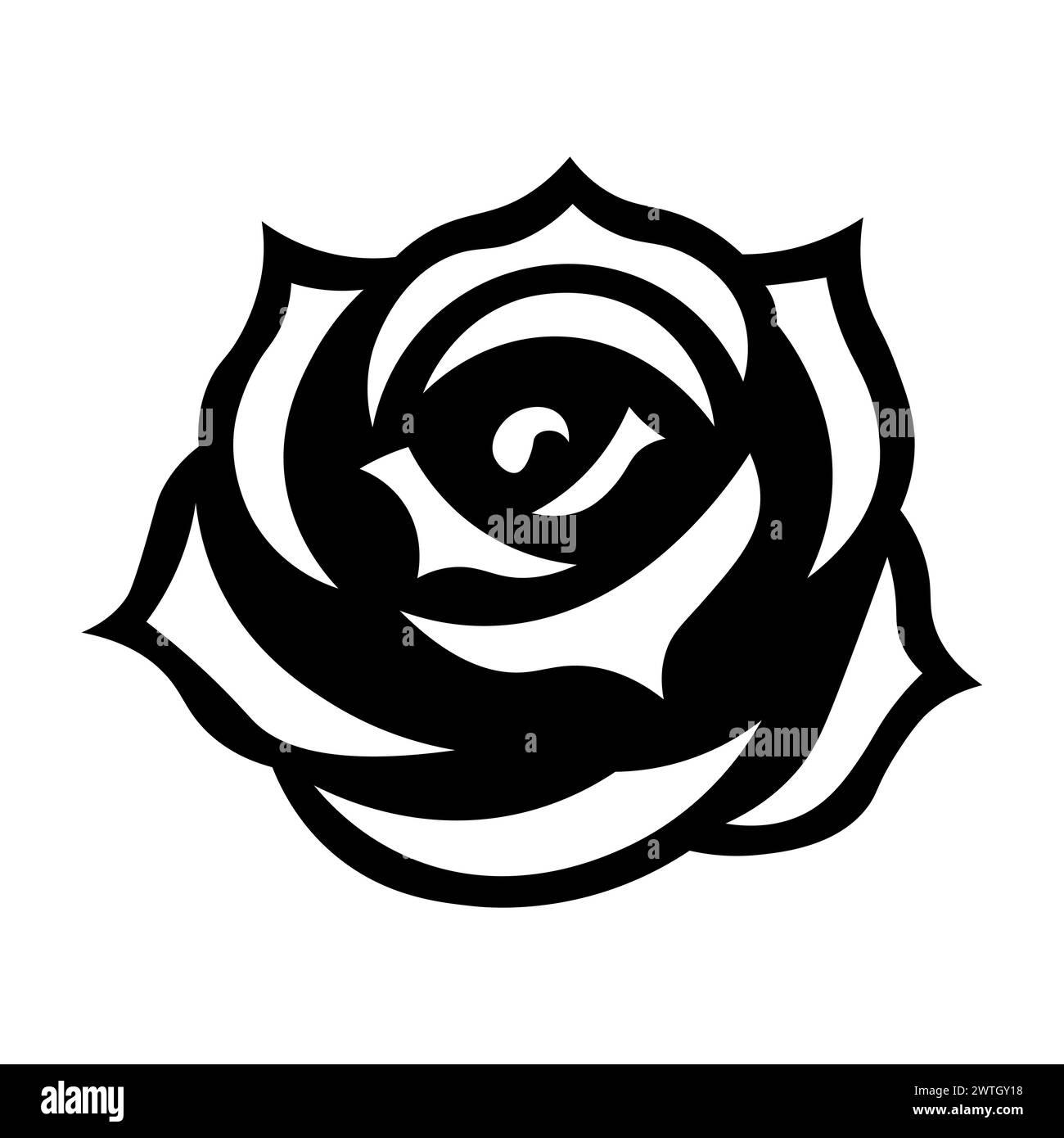 black vector rose icon on white background Stock Vector Image & Art - Alamy