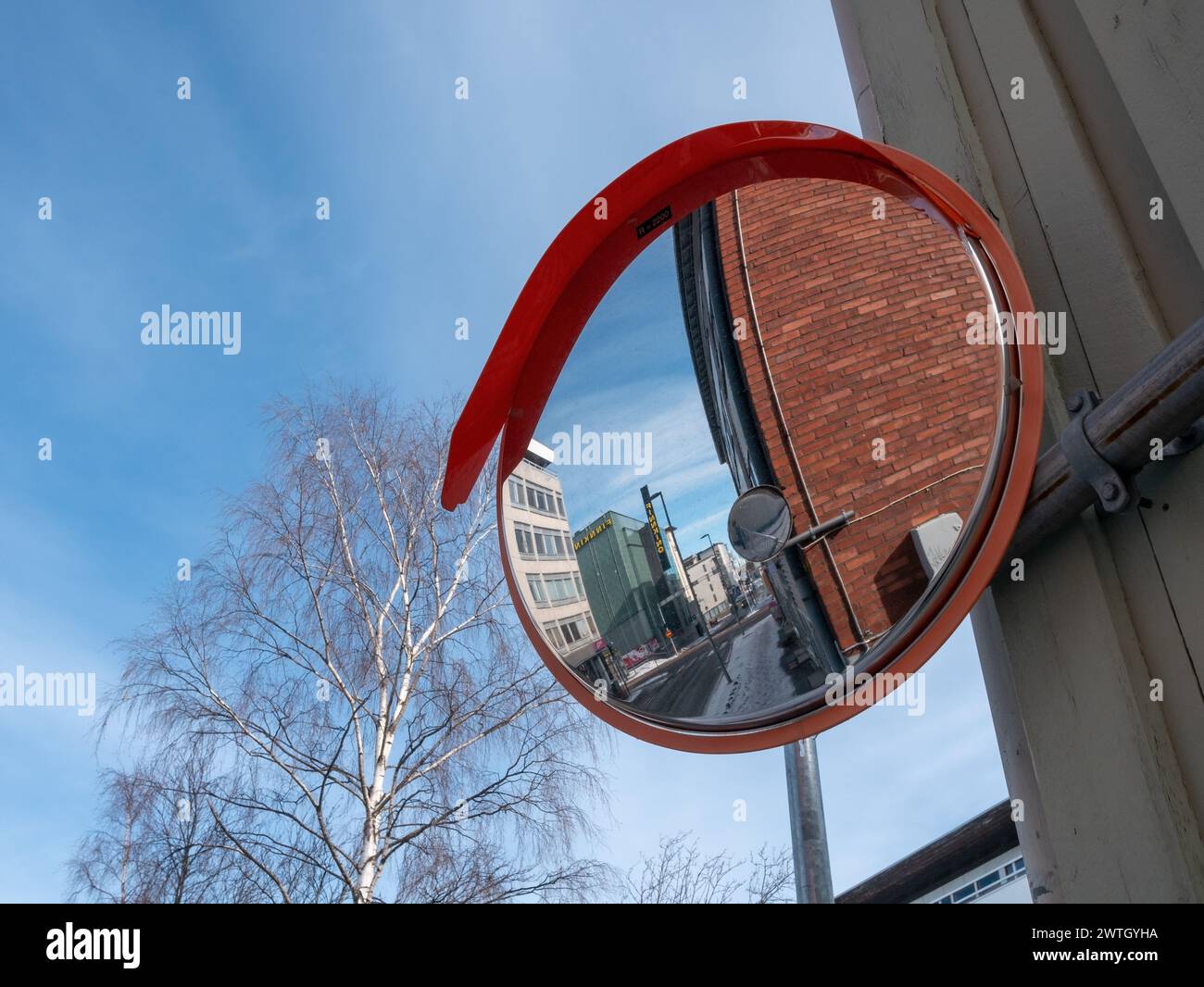 Outdoor convex safety mirror Stock Photo - Alamy