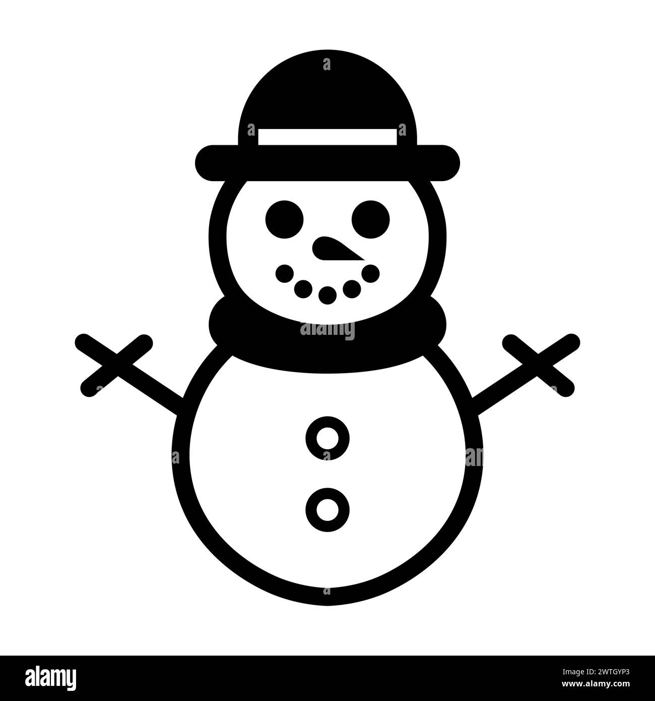 black vector snowman icon on white background Stock Vector Image & Art ...