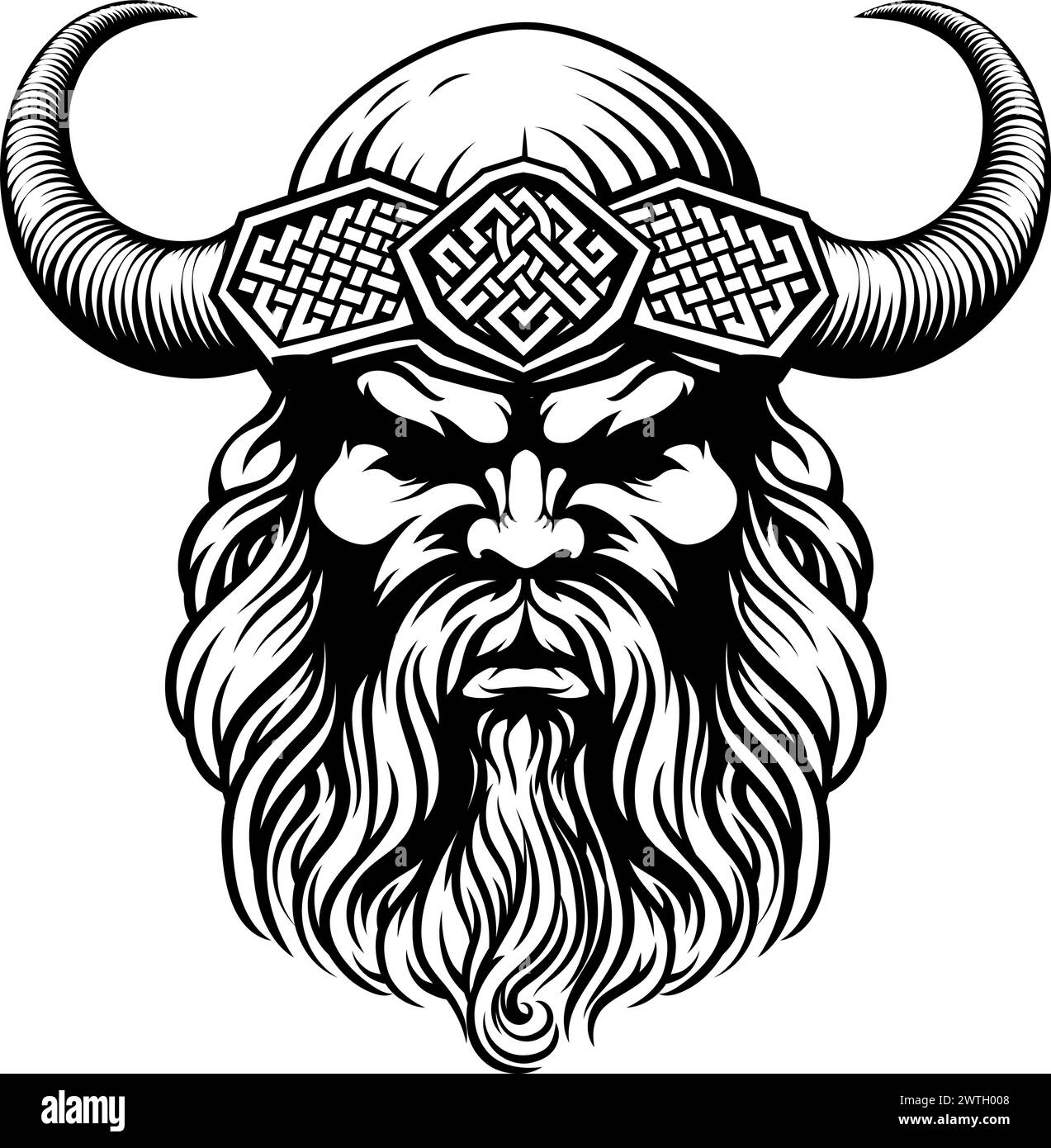 Viking Warrior Man Strong Mascot Face in Helmet Stock Vector Image ...