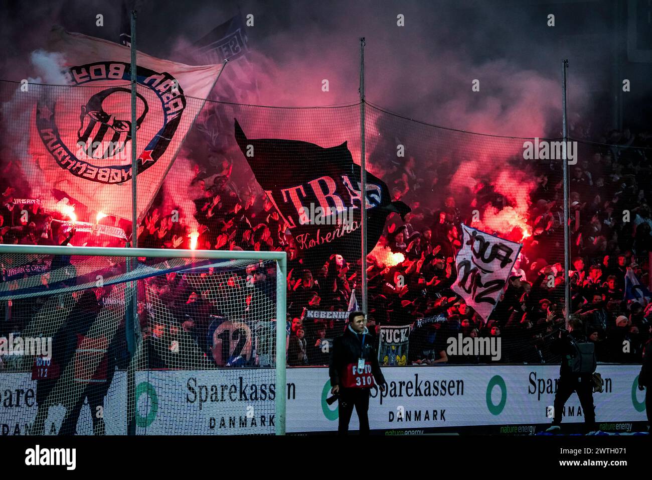 Odense, Denmark. 17th, March 2024. Football fans of Odense BK seen ...