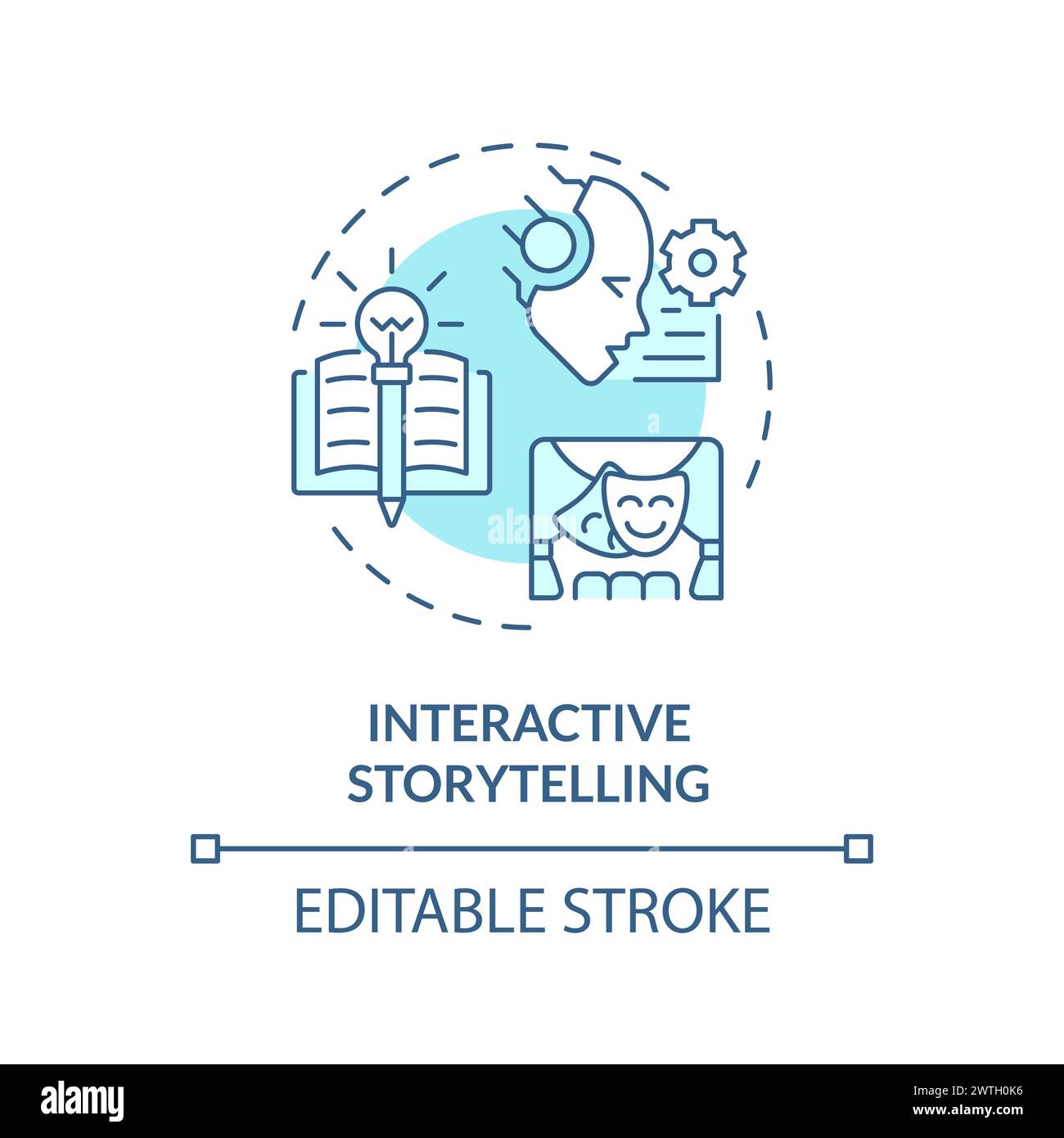 Interactive storytelling soft blue concept icon Stock Vector Image ...