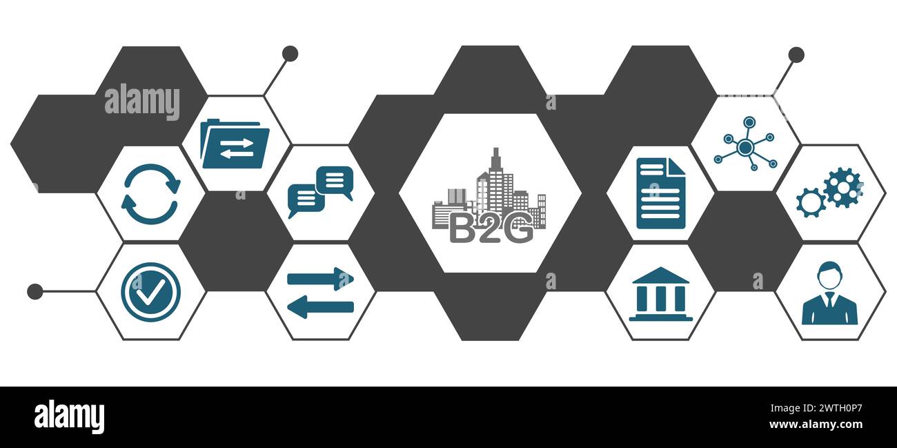 Concept of b2g with connected icons Stock Photo - Alamy