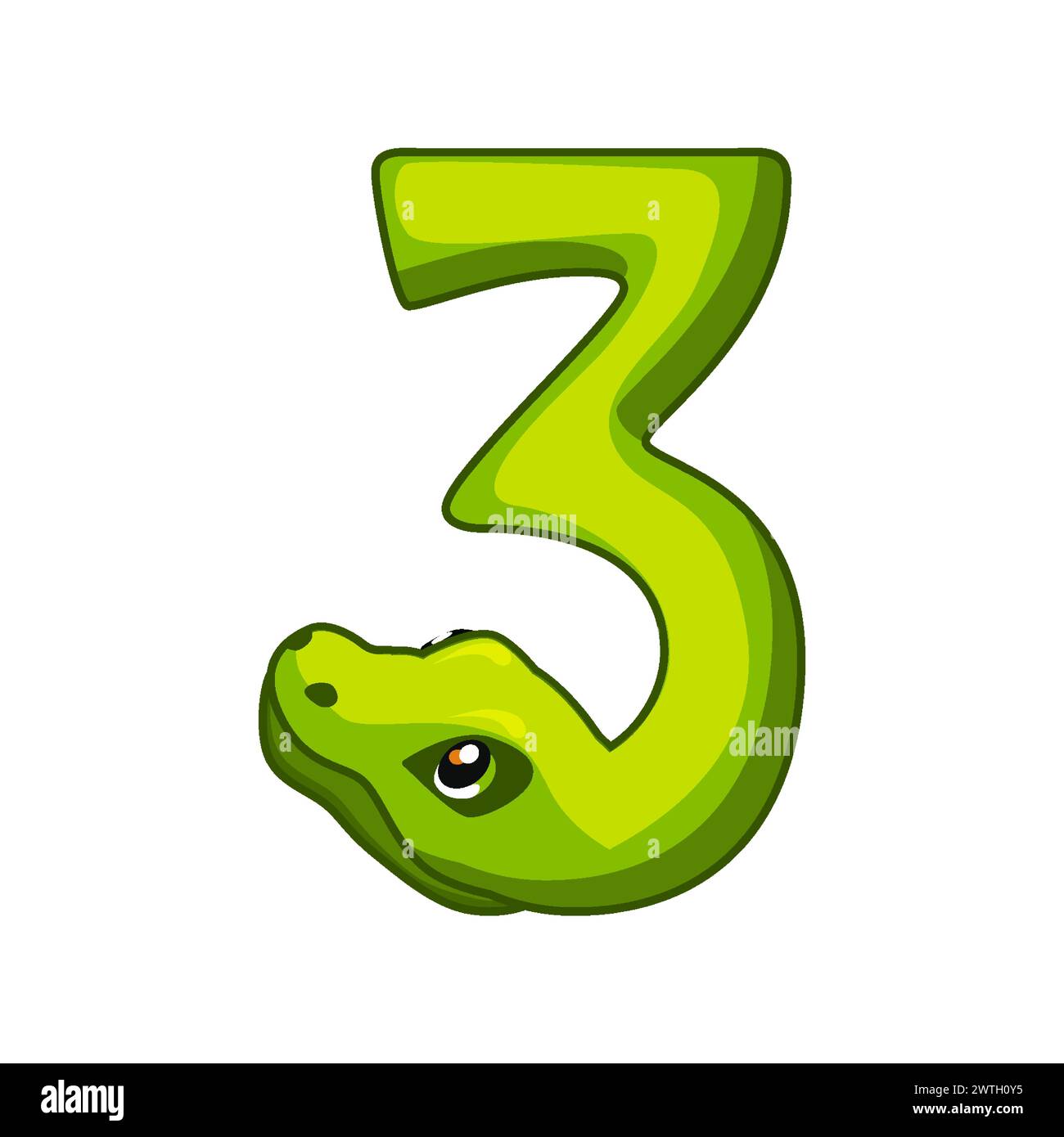 Snake font. Digit 3. Cartoon Three number Stock Vector Image & Art - Alamy