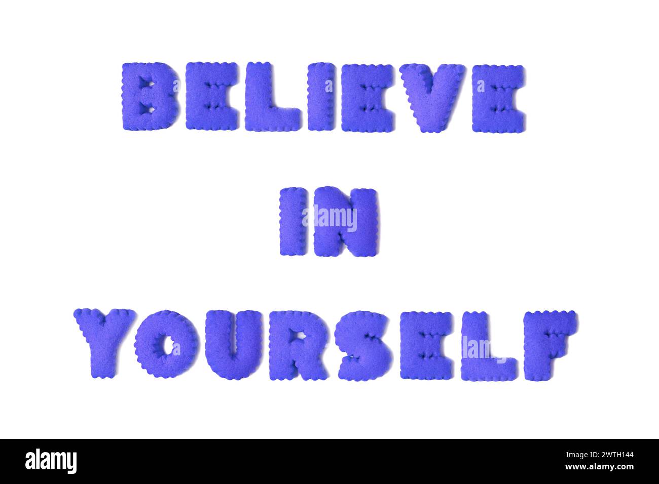 Encouragement 3D typography in true blue color on white background ...