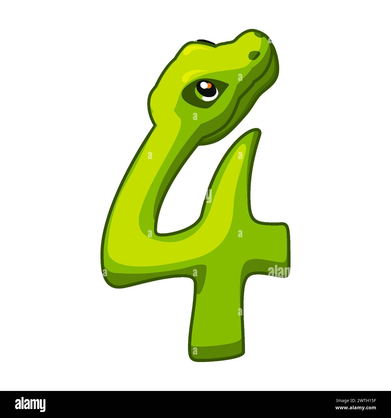 Snake font. Digit 4. Cartoon Four number Stock Vector Image & Art - Alamy