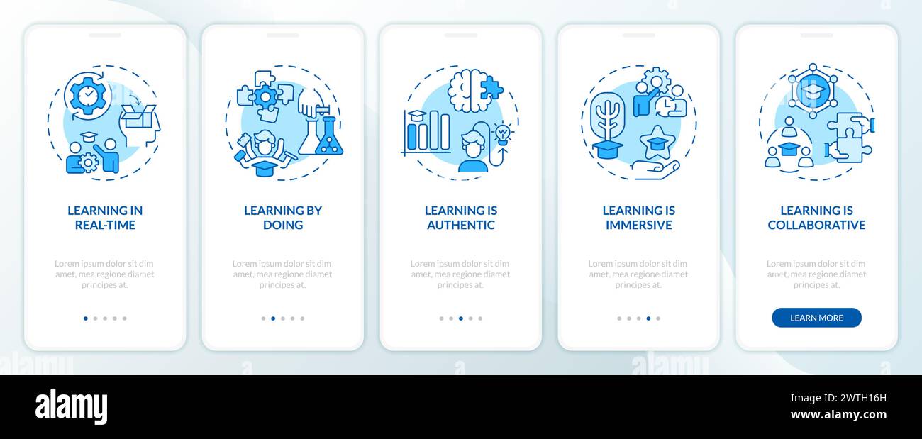 Experiential learning blue onboarding mobile app screen Stock Vector Image & Art - Alamy