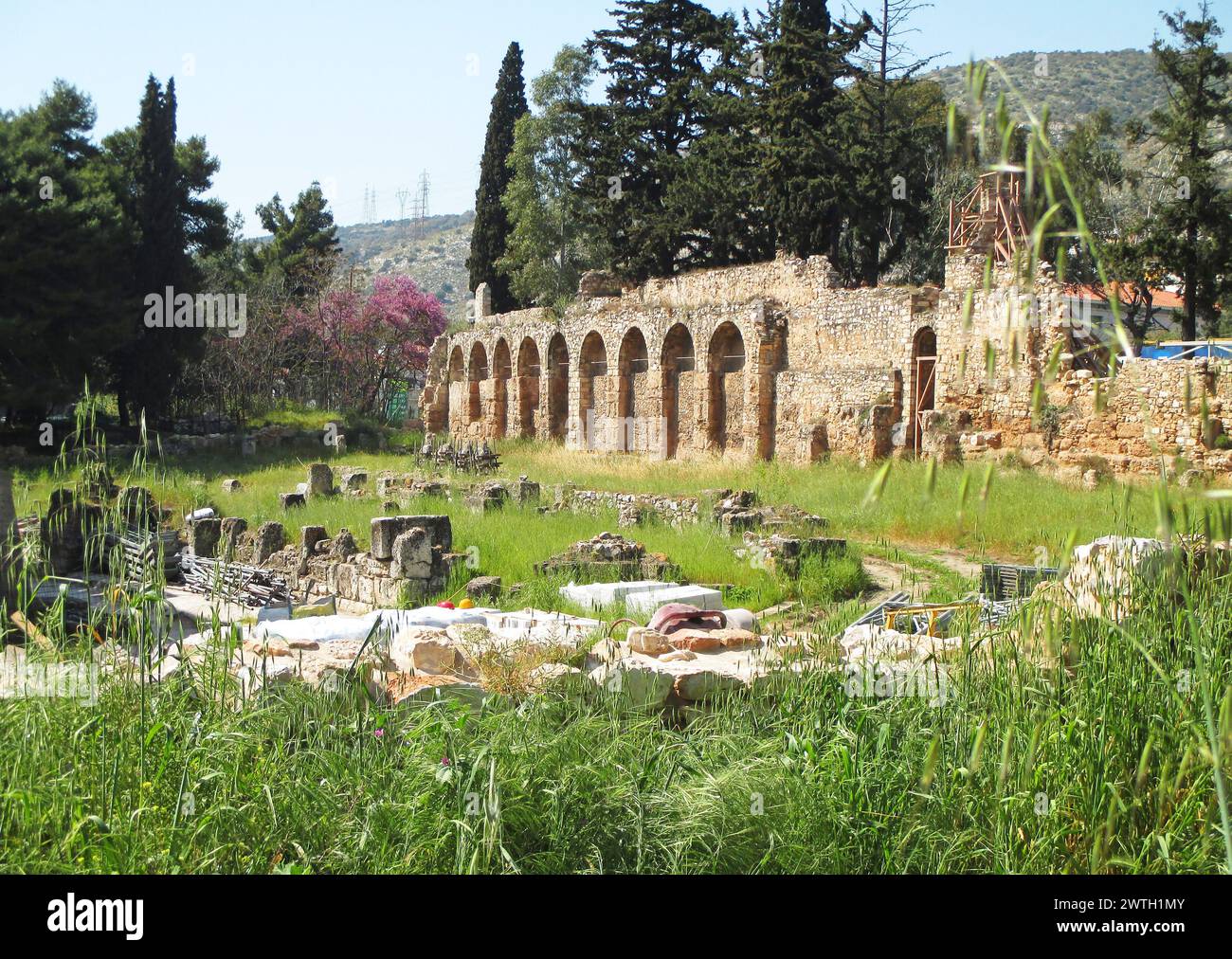 Courtyard of Dafni Monastery, UNESCO Wrld Heritage Site in the Suburb ...