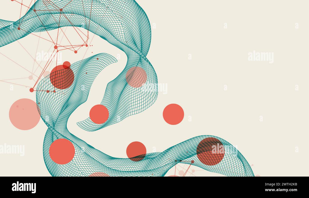 The abstract wave is made in a frame style. Template for science and ...