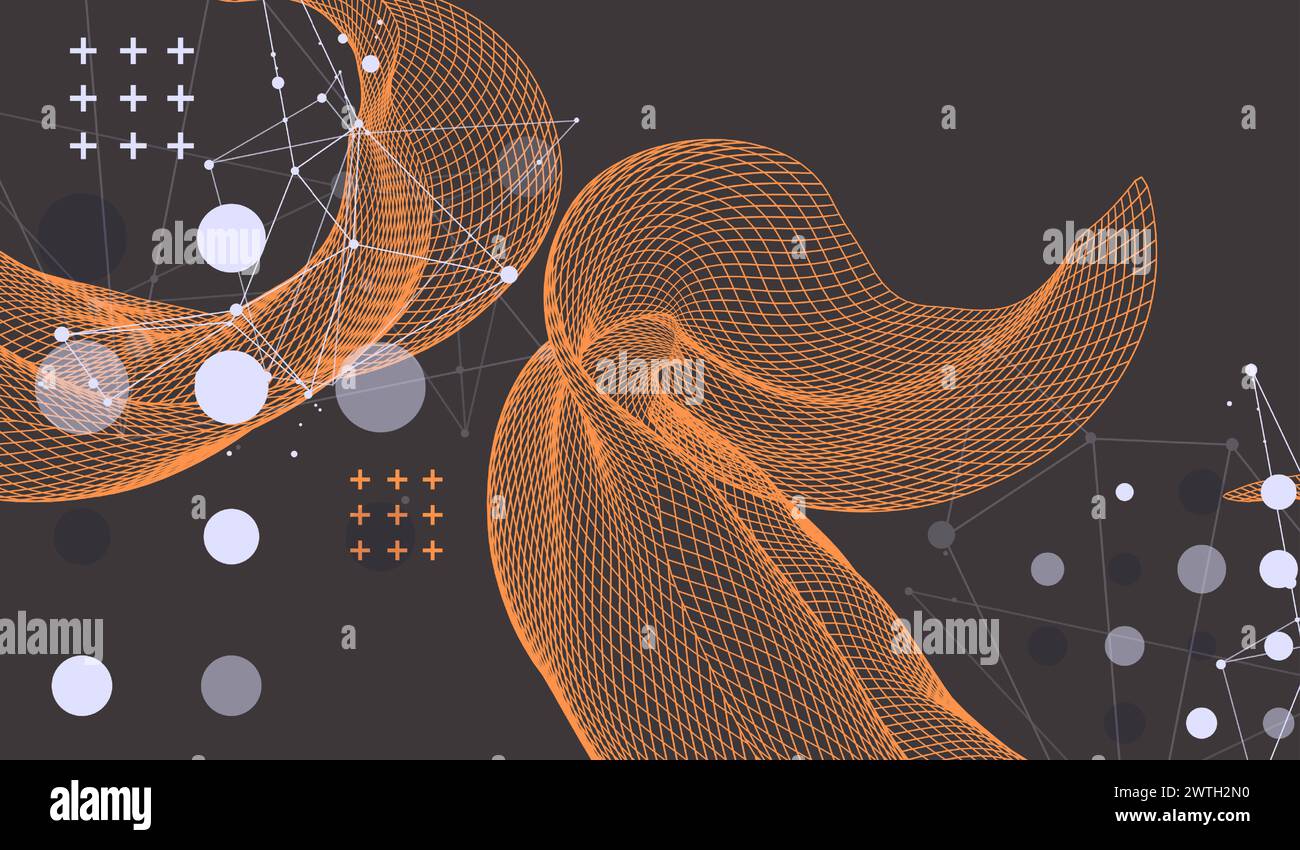 The abstract wave is made in a frame style. Template for science and ...