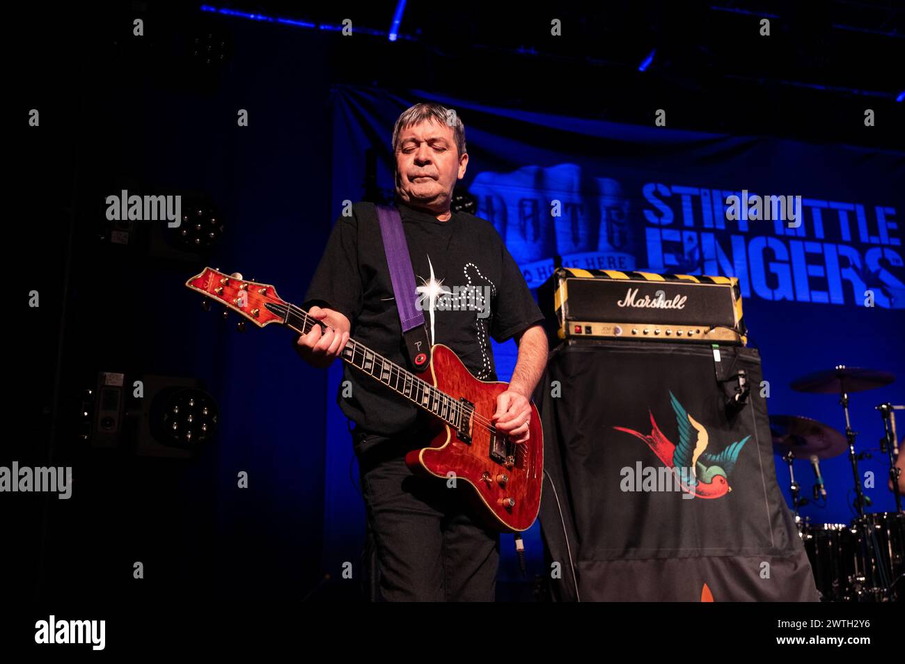 Glasgow, Scotland,17th March 2024, Ian McCallum of Stiff Little Fingers ...