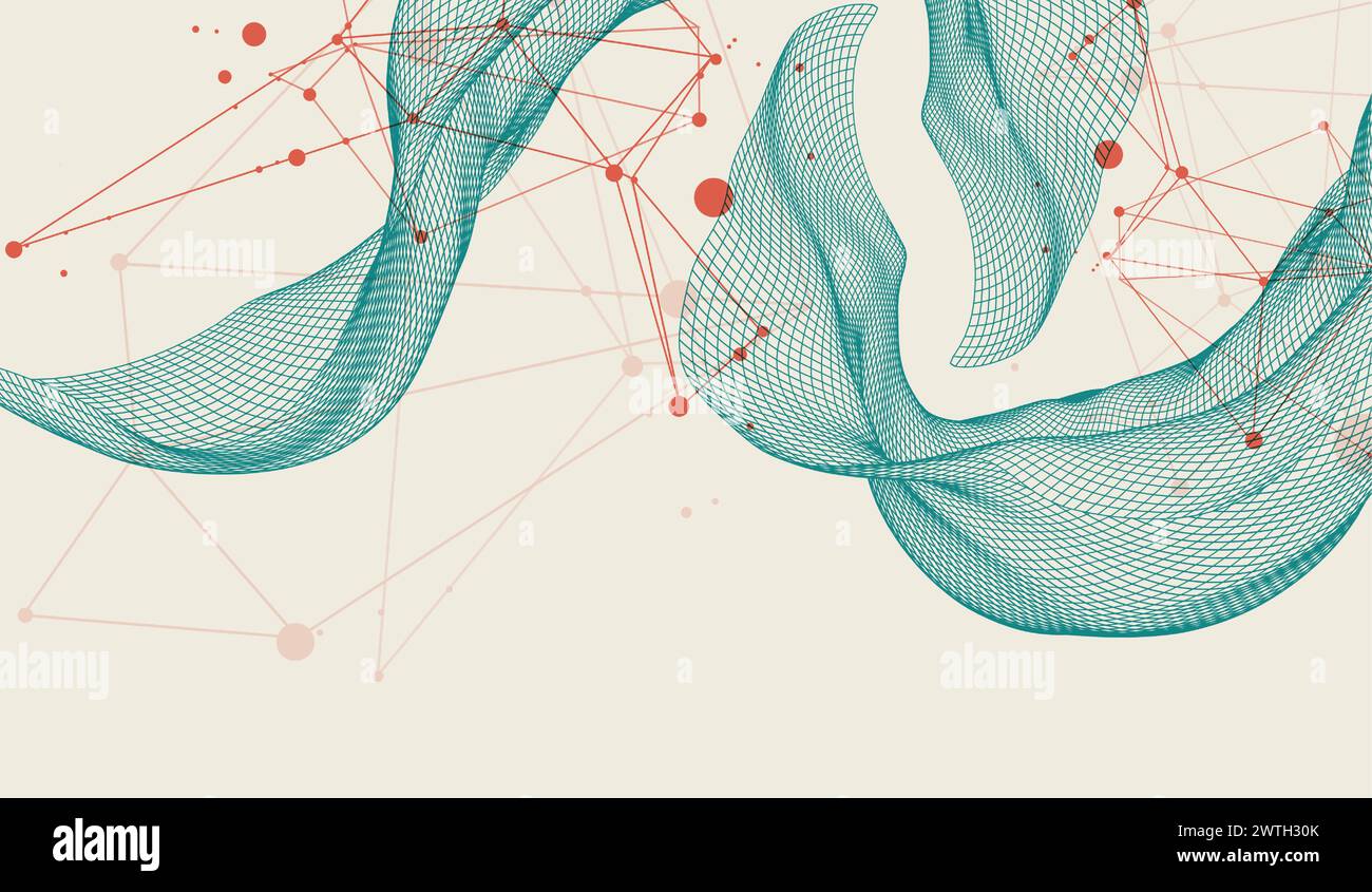 The abstract wave is made in a frame style. Template for science and ...