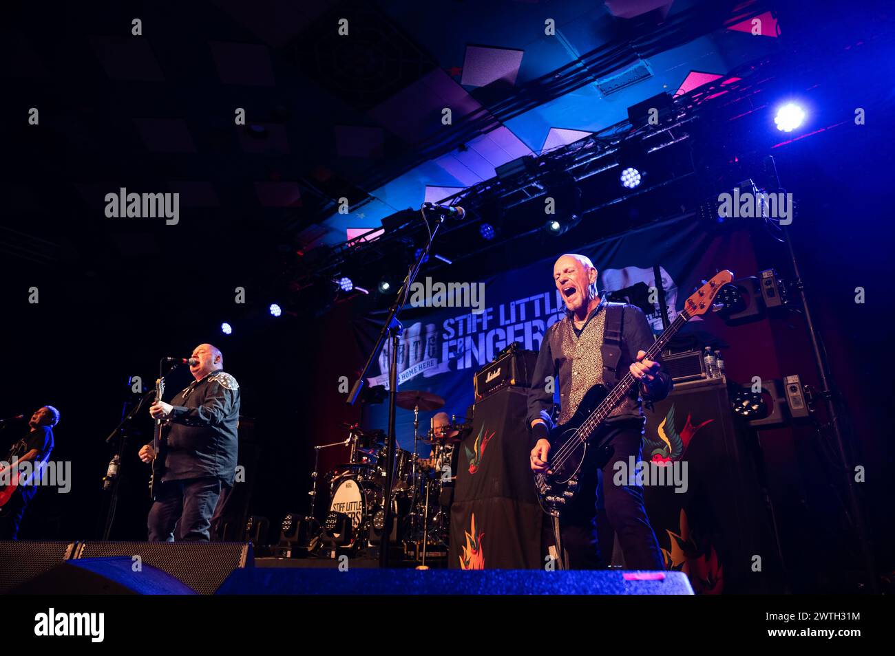 Glasgow, Scotland,17th March 2024, Ali McMordie of Stiff Little Fingers ...