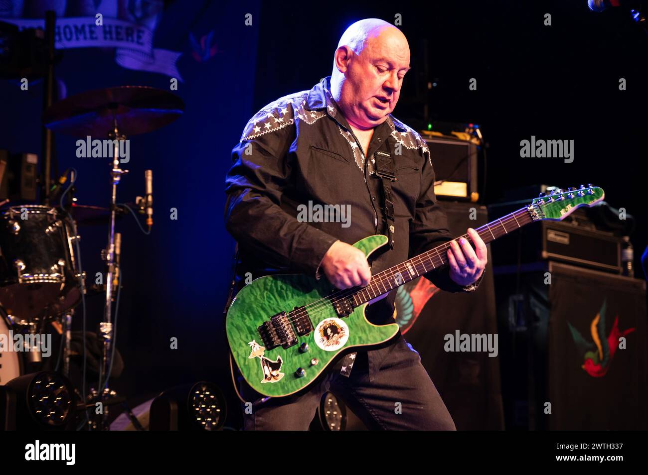 Glasgow, Scotland,17th March 2024, Jake Burns of Stiff Little Fingers at Barrowland Ballroom in ...