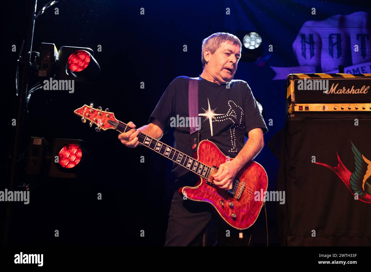 Glasgow, Scotland,17th March 2024, Ian McCallum of Stiff Little Fingers ...