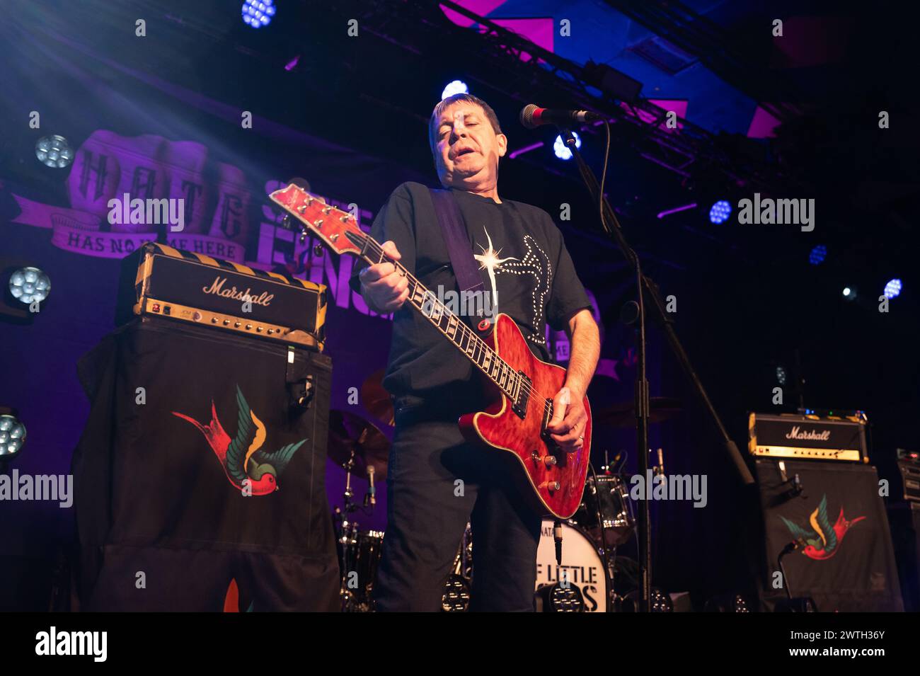 Glasgow, Scotland,17th March 2024, Ian McCallum of Stiff Little Fingers ...