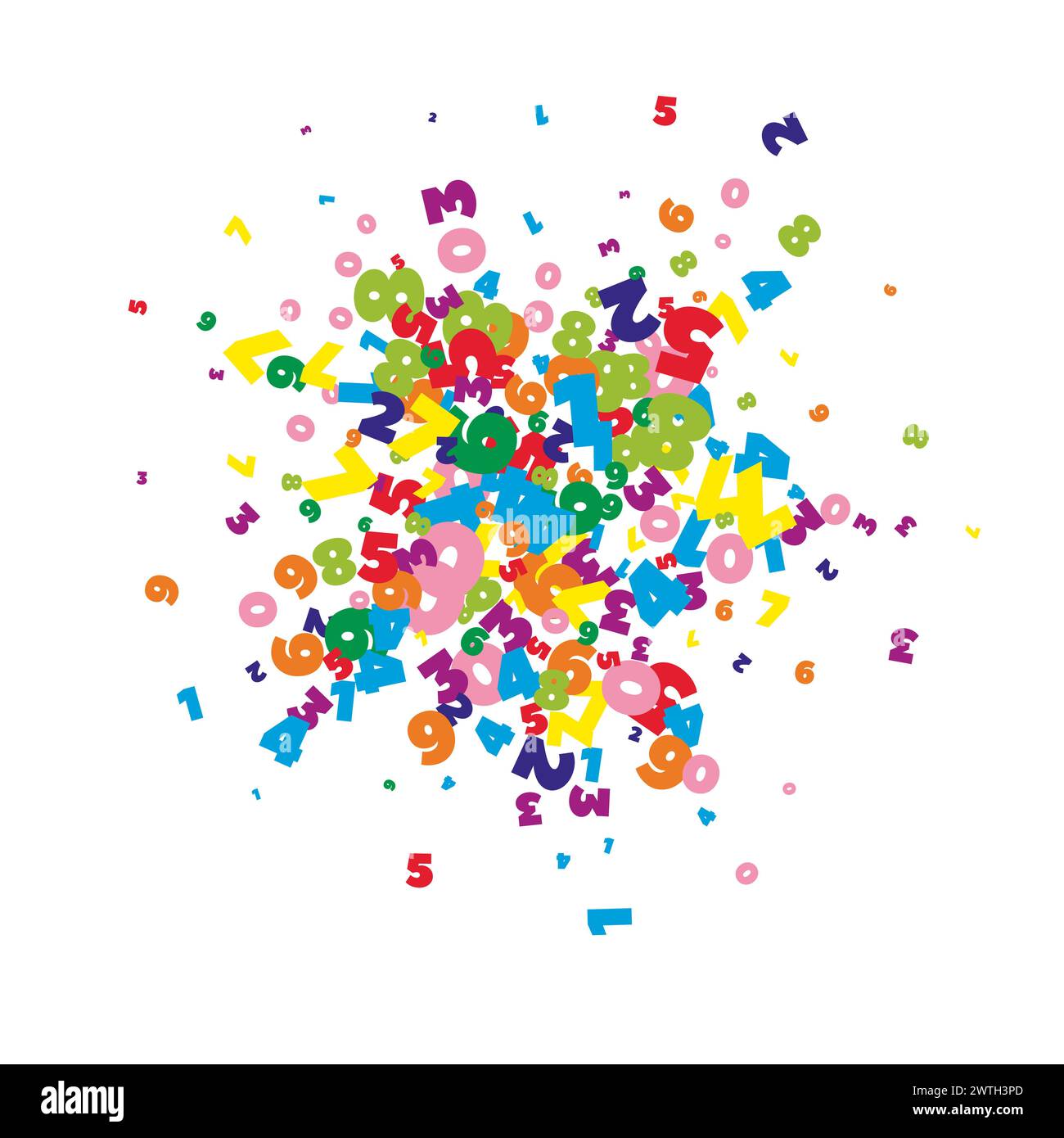 Falling bright numbers. Math study concept with flying digits. Bizarre ...