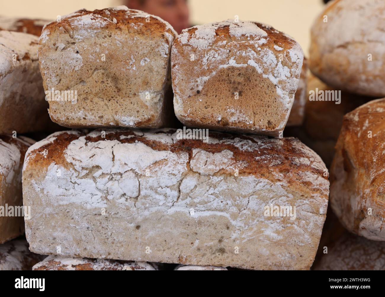 Freshly baked traditional bread at a street stall Stock Photo - Alamy