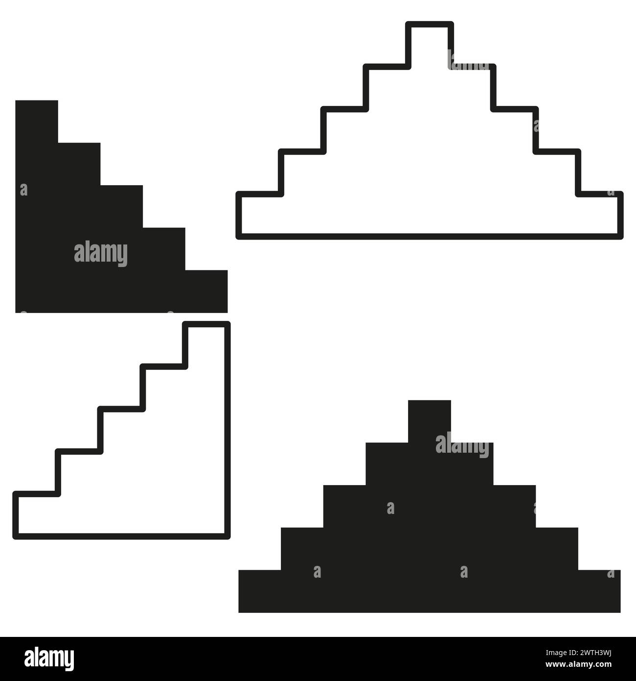 Pixelated staircase icons. Retro video game graphics. Step progression ...