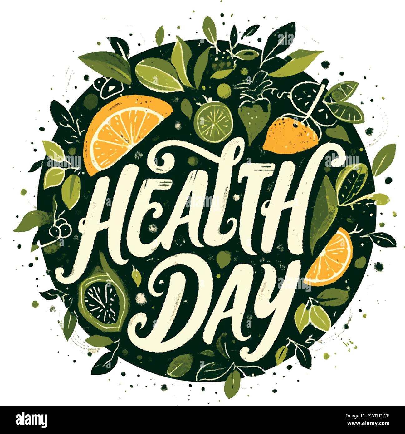 A colorful design of fruits and vegetables with the words Health Day ...