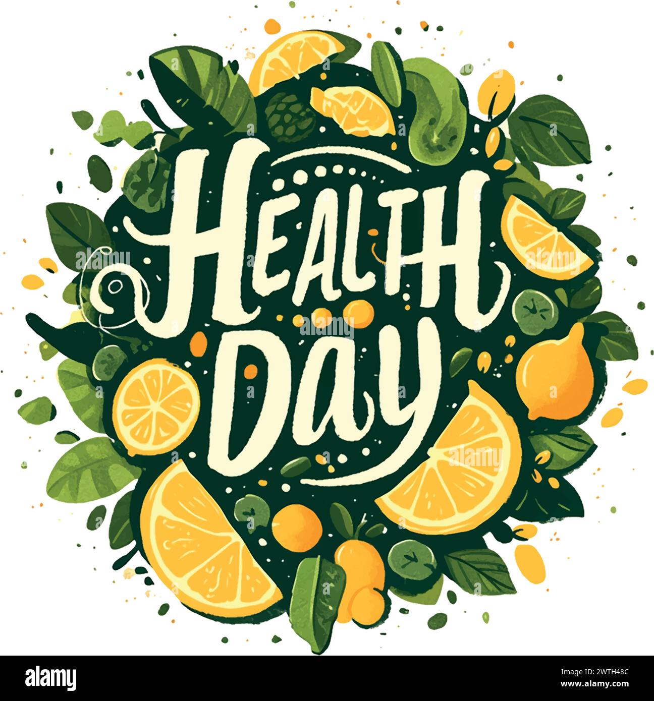 A colorful design of fruits and vegetables with the words Health Day ...