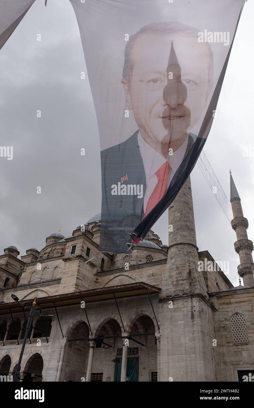 Istanbul, Turkey. 15th March 2024 Election banner of the Turkish ...