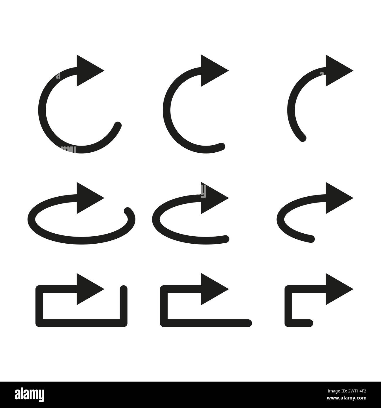 Set of circular arrows. Direction change and rotation icons. Action and ...