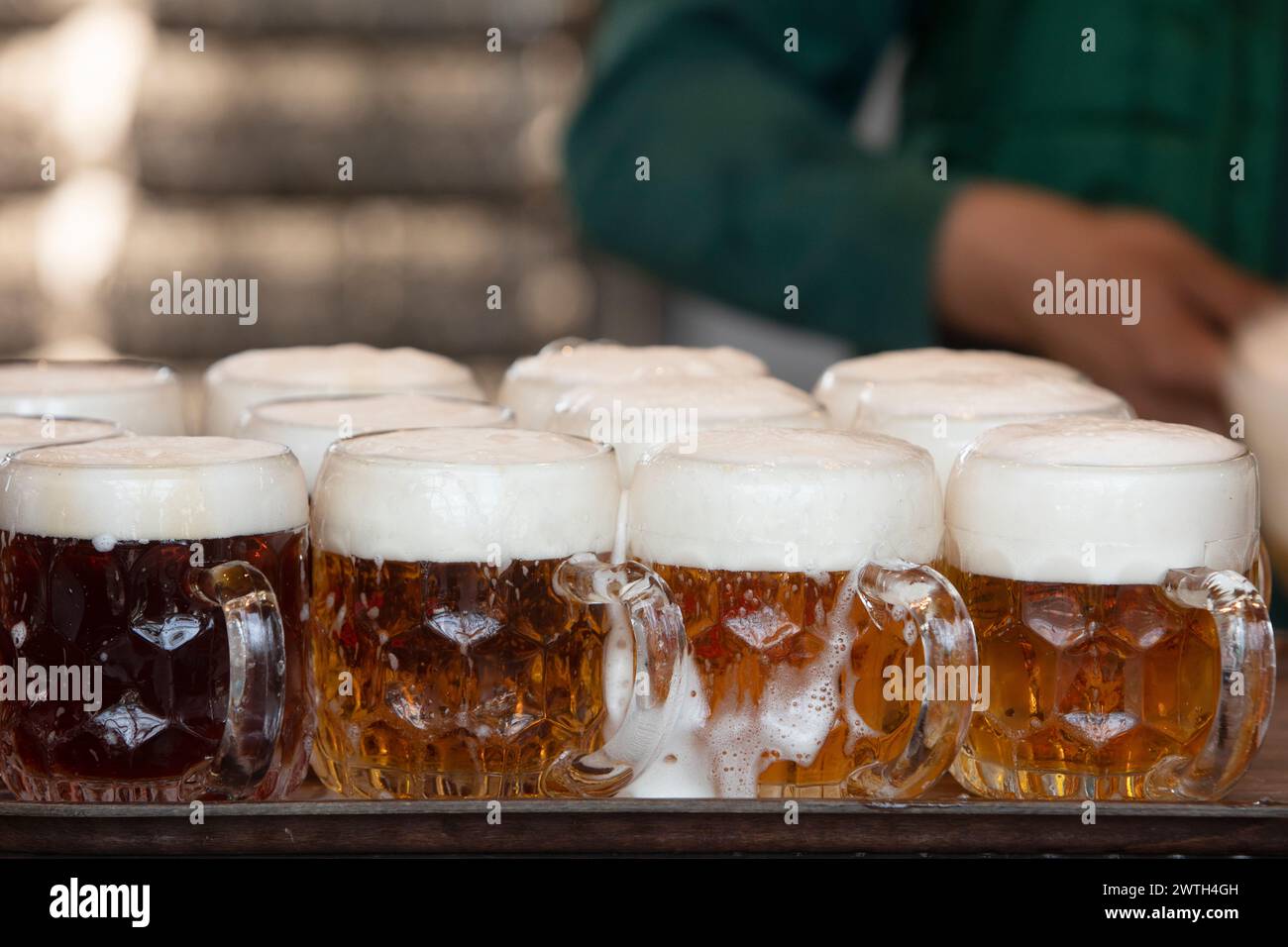 AUSTRIA; VIENNA; 20240315; Glasses with freshly tapped Czech Budweiser ...