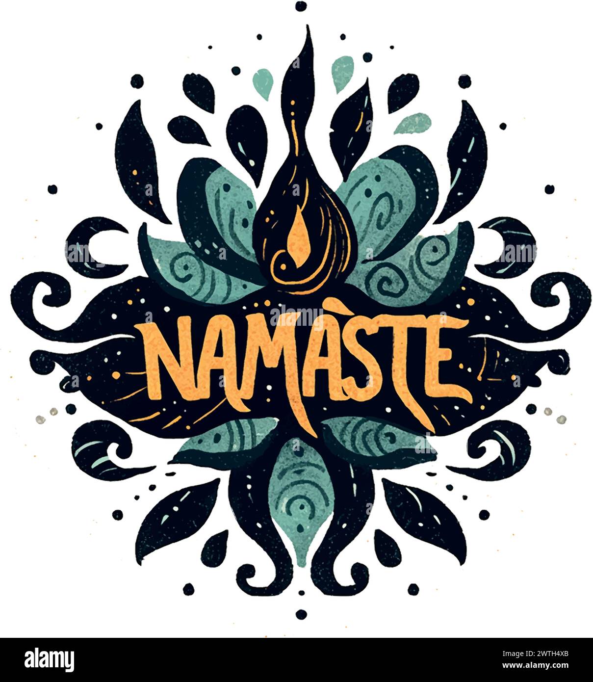 A colorful design with the word Namaste written in yellow Stock Vector ...
