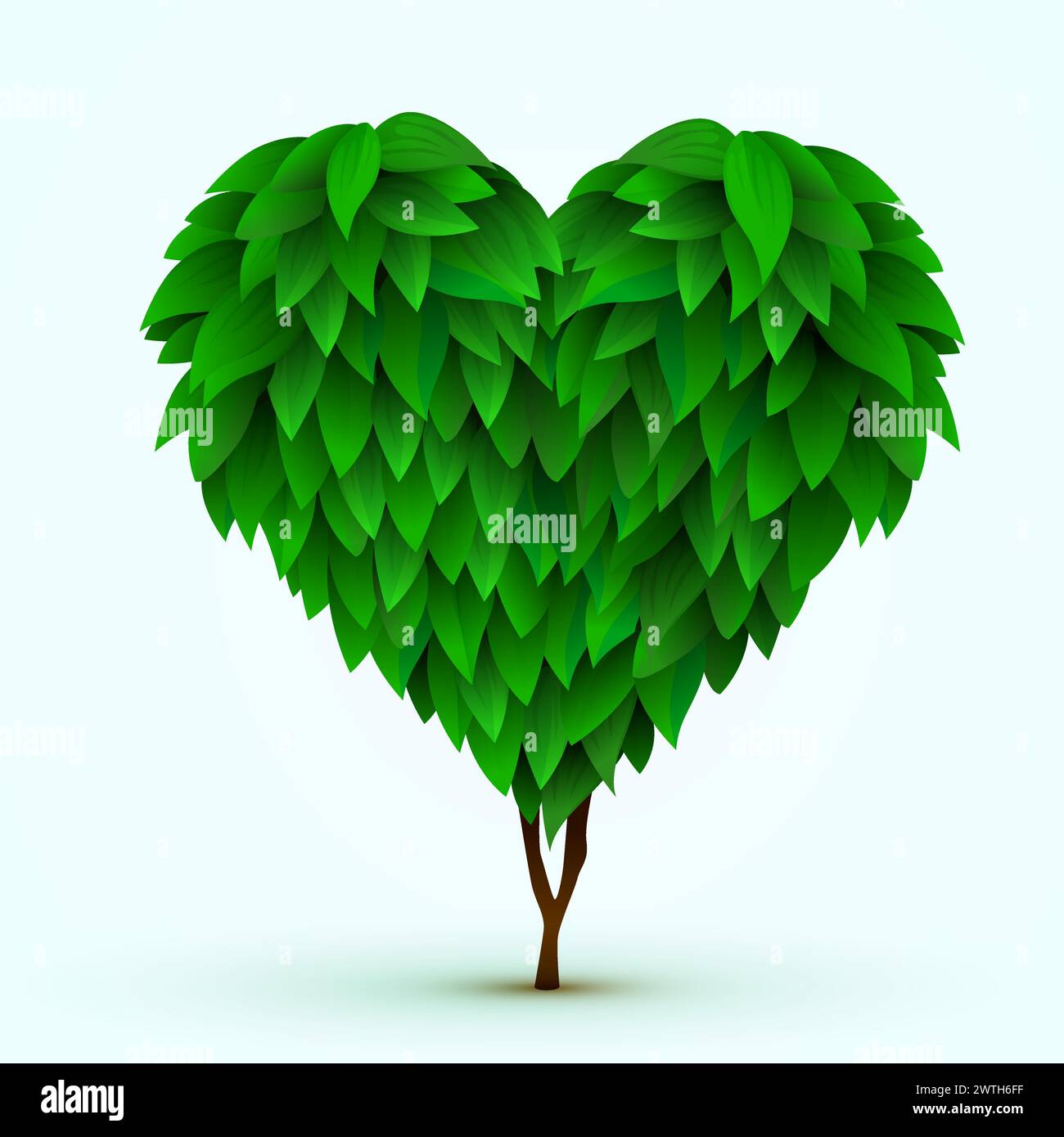 Growing heart symbol made of leaves. Ecological concept. Vector ...