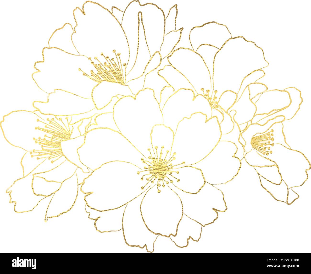 cherry blossoms golden line art Stock Vector Image & Art - Alamy