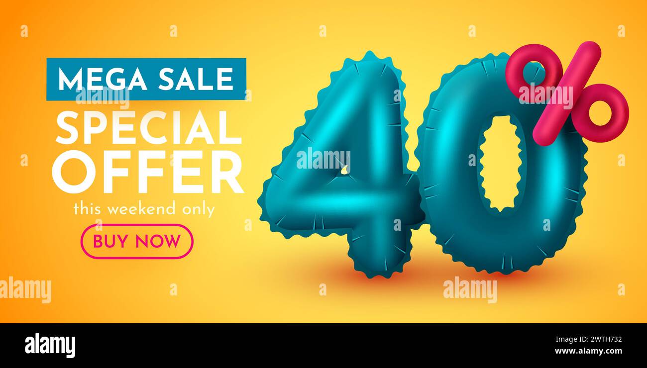 40 percent Off. Discount creative composition. Mega Sale. Vector ...