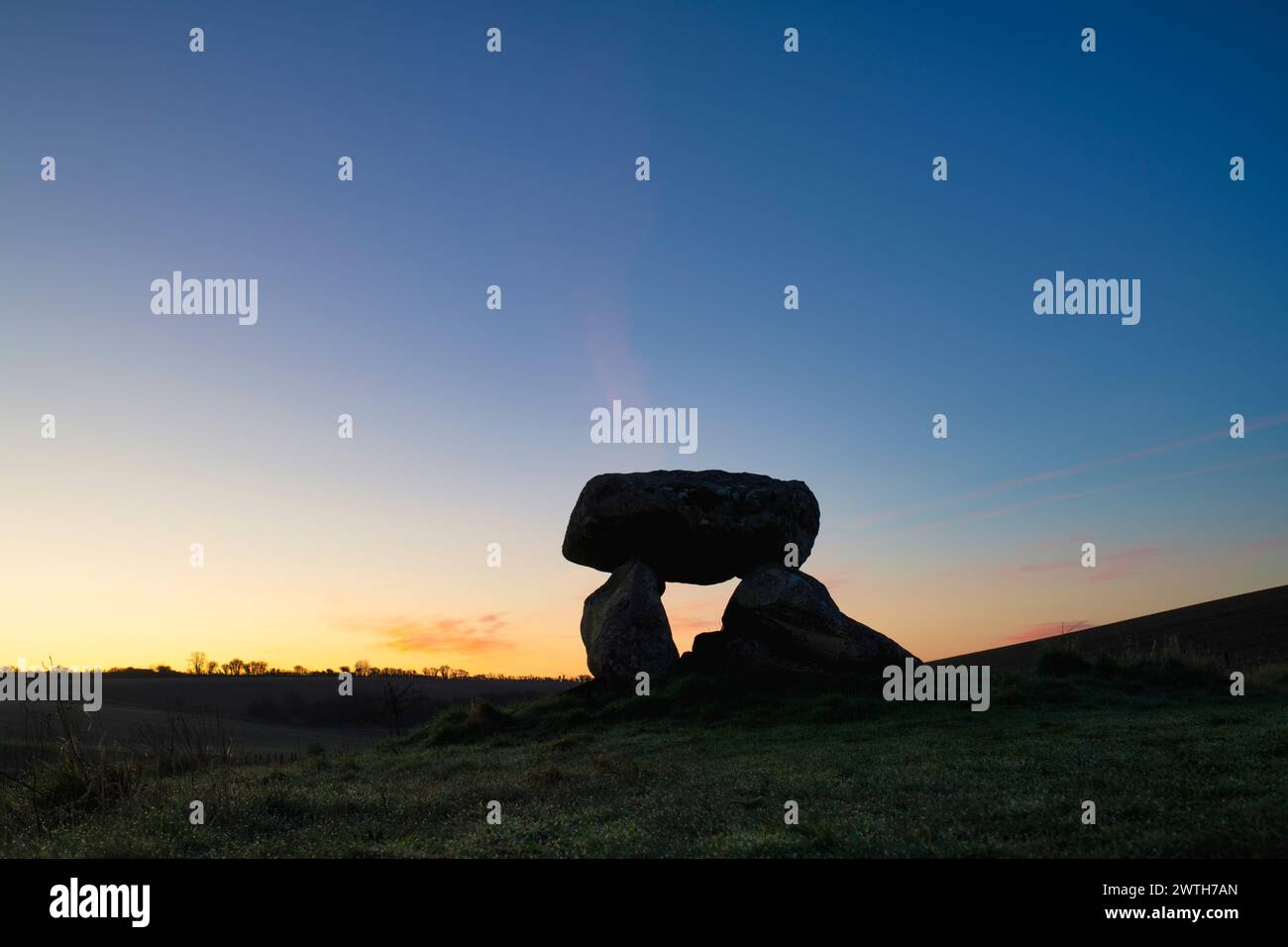 The Devil's Den at Dawn. Silhouette. Marlborough, Wiltshire, England ...