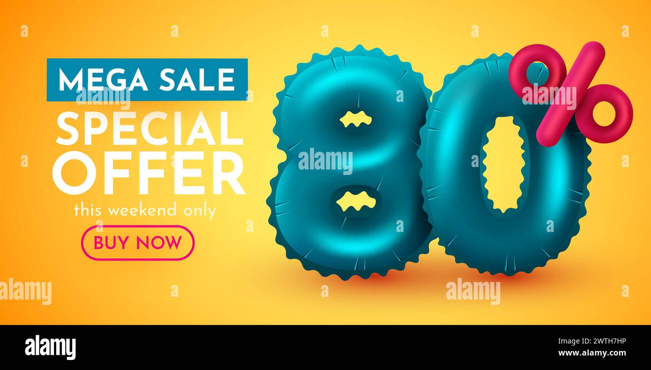 80 percent Off. Discount creative composition. Mega Sale. Vector ...