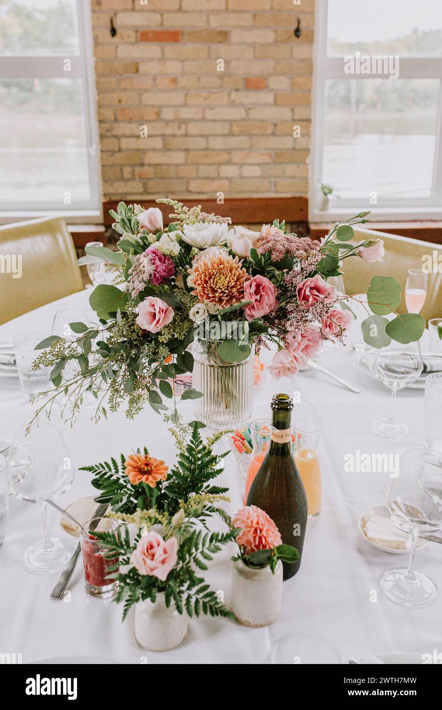 Wedding reception table display for brunch Stock Photo - Alamy